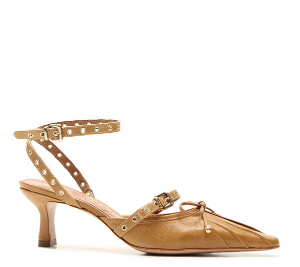 Vicenza - beige leather slingback – Unique